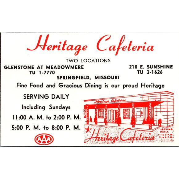 None and/or Unknown | Other | Heritage Cafeteria Springfield Mo 969 ...